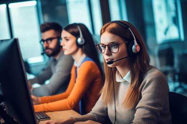 Premium AI Image | technical support agents call in progress using ...