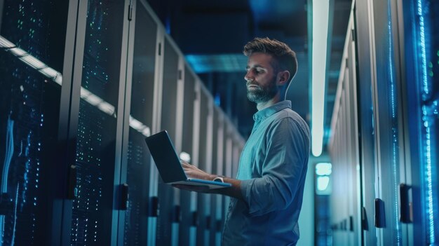 Technician in a Data Center | Premium AI-generated image Technician in a Data Center | Premium AI-generated image