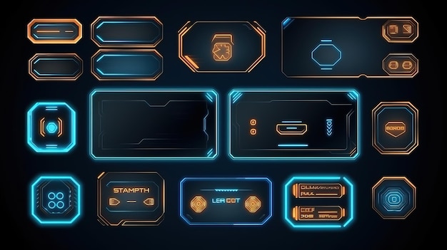 기술 미래 인터페이스 Hud 사이버 액세스 플랫폼 추상 배경 벡터 Designhudgui 게임 배경 디자인 기술 배경 디지털 데이터 생성 Ai 프리미엄 사진