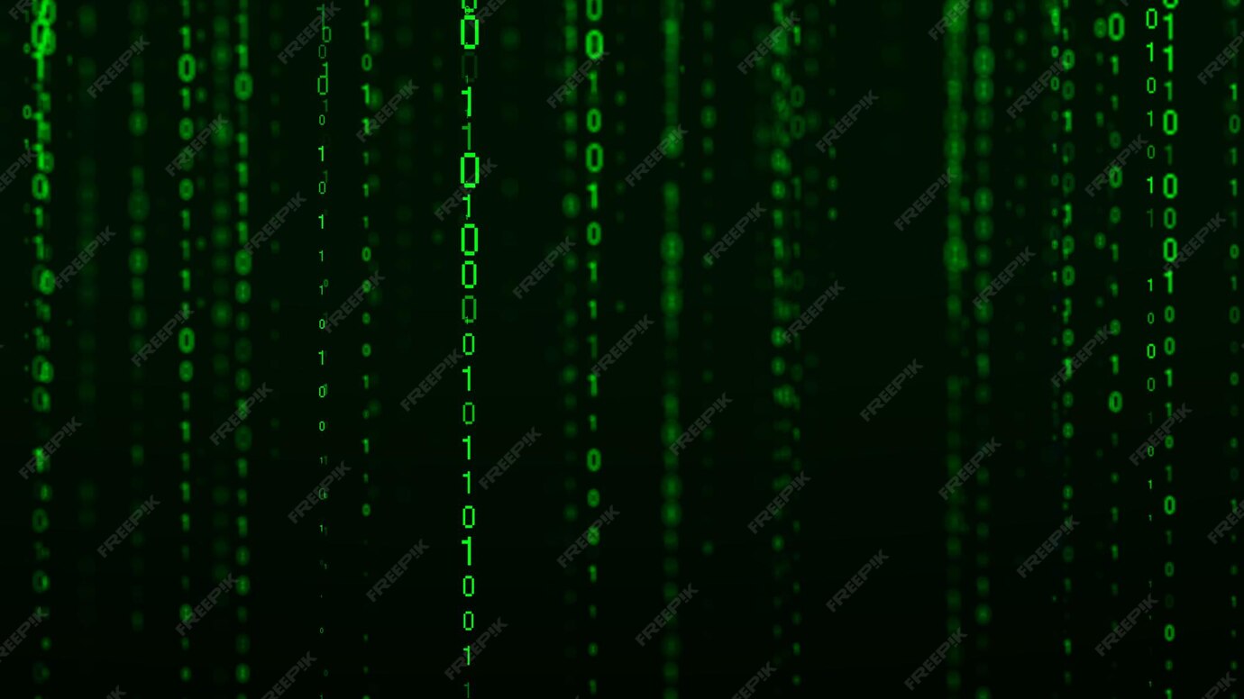 Premium Photo | Technology binary code random falling digits on screen hacked software matrix ...