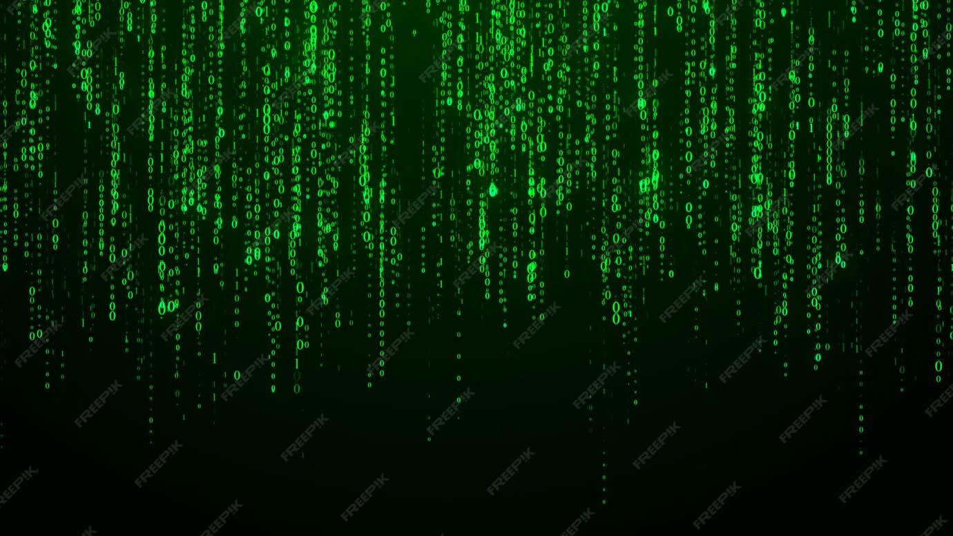 Premium Photo | Technology binary code random falling digits on screen hacked software matrix ...