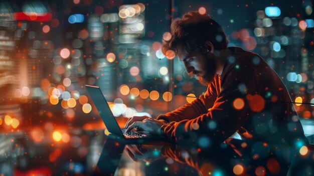 Premium Photo | Technology issues software development and IoT double exposure Software ...