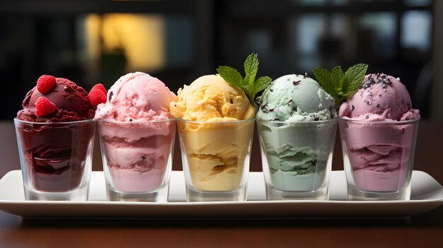 Premium AI Image | there are five different flavors of ice cream in ... Premium AI Image | there are five different flavors of ice cream in ...