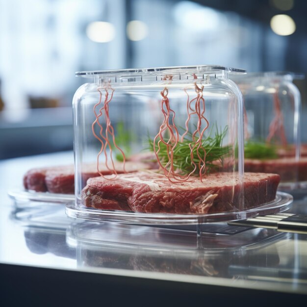 Premium Photo | There are several pieces of meat in a clear container ... Premium Photo | There are several pieces of meat in a clear container ...