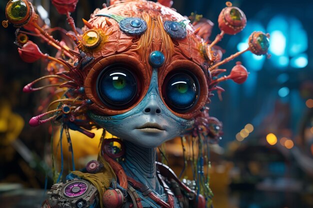 Premium AI Image | there is a close up of a strange looking doll with a ... Premium AI Image | there is a close up of a strange looking doll with a ...
