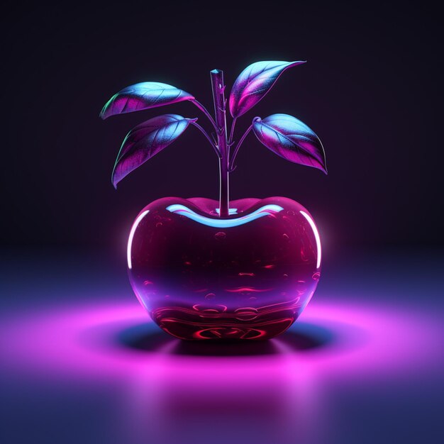 Premium Ai Image There Is A Glass Apple With A Plant In It Generative Ai