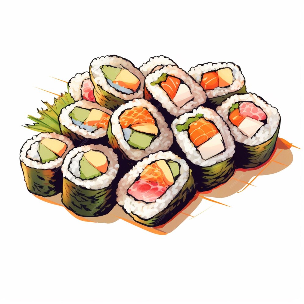 Premium Ai Image There Is A Plate Of Sushi With Different Types Of Sushi Generative Ai