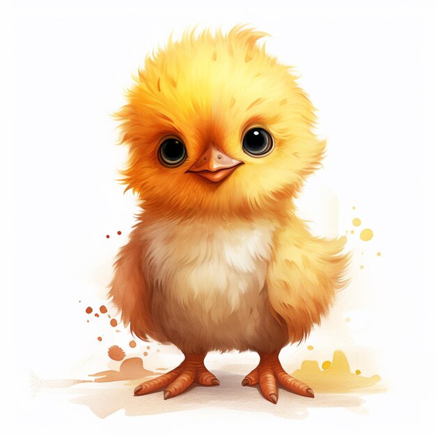 Premium Photo There Is A Small Yellow Bird With Big Eyes Standing On A White Surface Generative Ai
