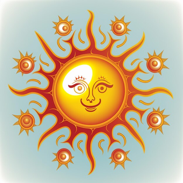 Premium AI Image | There is a sun with a face and many small stars ... Premium AI Image | There is a sun with a face and many small stars ...