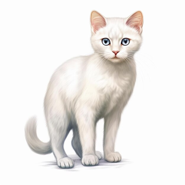 Premium Ai Image There Is A White Cat With Blue Eyes Standing On A White Surface Generative Ai