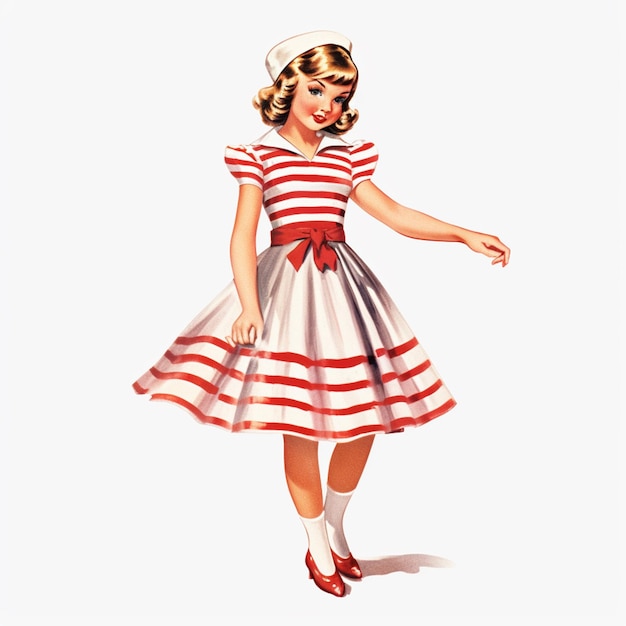Premium Photo There Is A Woman In A Sailor Dress And Hat Posing Generative Ai