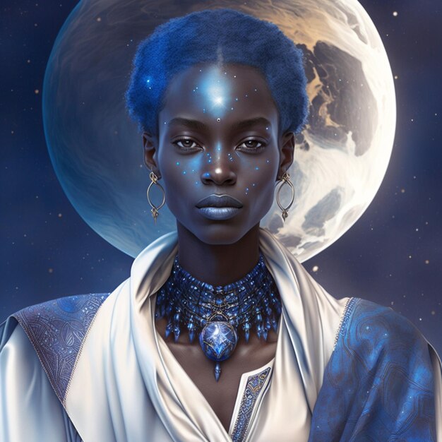 Premium Ai Image There Is A Woman With Blue Hair And A Necklace On Generative Ai