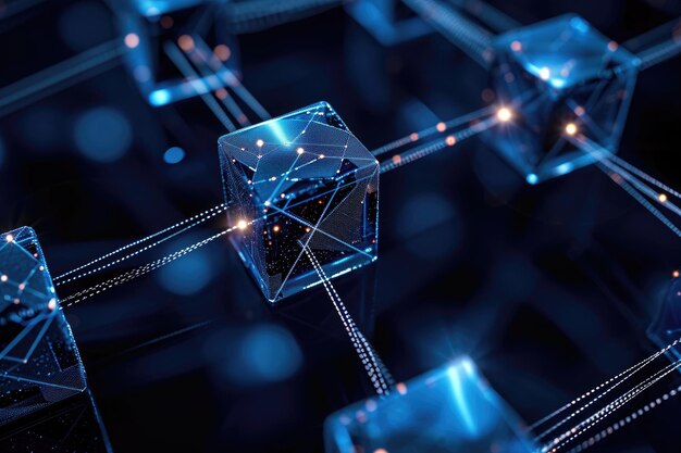 Premium Photo | This abstract image showcases a cube adorned with intersecting lines and small ...