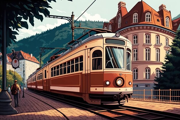 Premium AI Image | This stunning photograph was taken on a tramway in ... Premium AI Image | This stunning photograph was taken on a tramway in ...