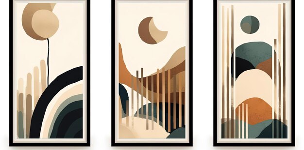 Premium AI Image | three abstract paintings set Premium AI Image | three abstract paintings set