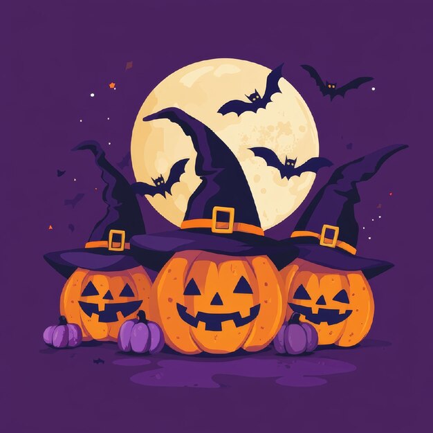 Three JackOLanterns Wearing Witch Hats | Premium AI-generated image Three JackOLanterns Wearing Witch Hats | Premium AI-generated image