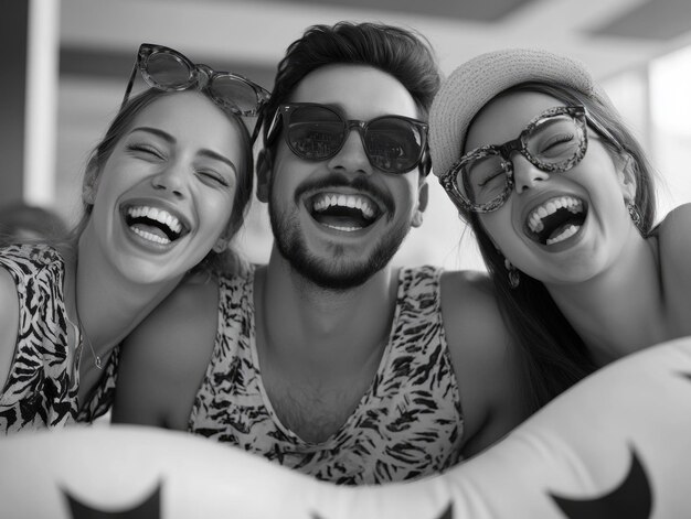 Three people posing together | Premium AI-generated image Three people posing together | Premium AI-generated image