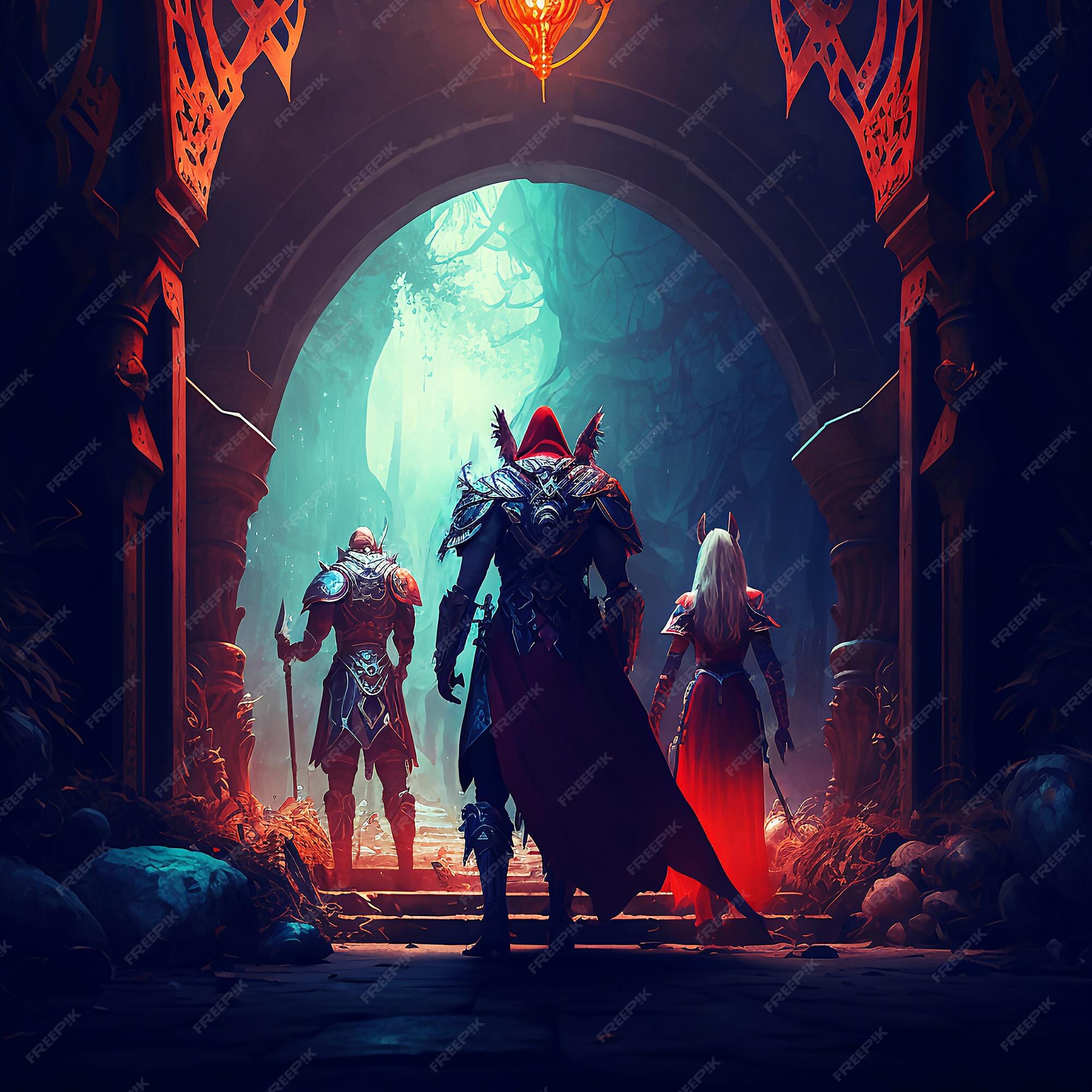 Premium AI Image | Three wizards defending their castle digital art Premium AI Image | Three wizards defending their castle digital art