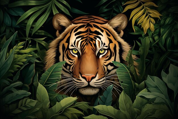 Premium AI Image | Tiger Amidst Verdant Leaves Generative AI Premium AI Image | Tiger Amidst Verdant Leaves Generative AI
