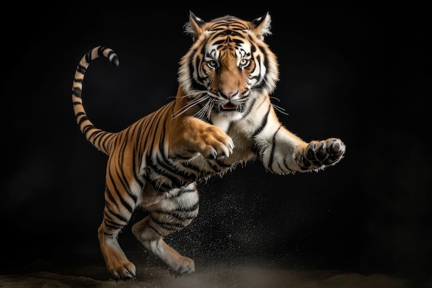 Premium AI Image | Tiger jumping nature Generate Ai Premium AI Image | Tiger jumping nature Generate Ai