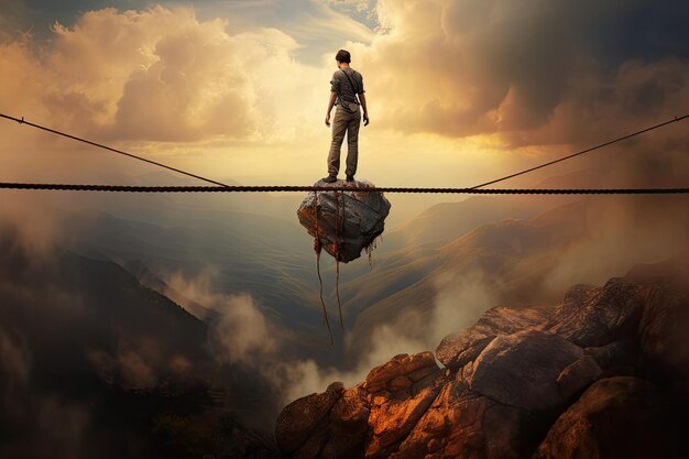 Premium Photo | Tightrope walker balancing on a thin line predicting ... Premium Photo | Tightrope walker balancing on a thin line predicting ...