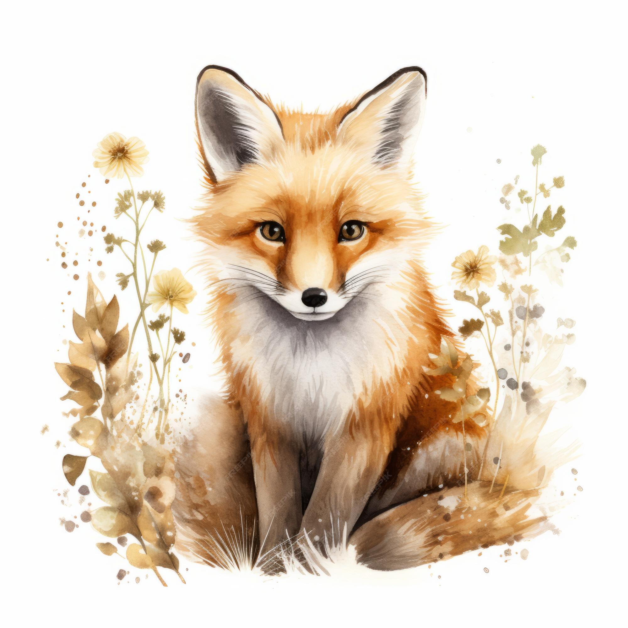 Premium Photo Tiny Cute Fox Watercolor Illustration Clip Art