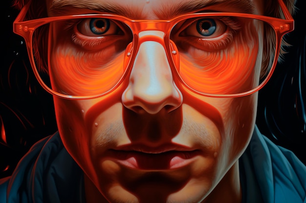 Premium Photo Tired Eyes In Glasses Man In Glasses With Strained Eyes Burst Capillaries In The