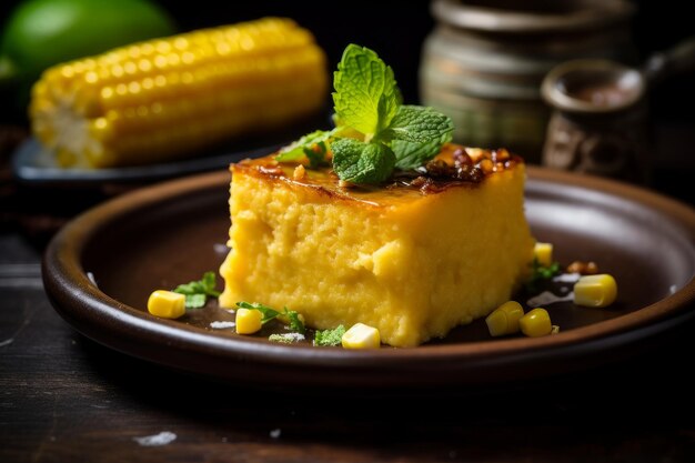 Premium Ai Image Tomalito Sweet Corn Pudding Or Cake Mexican Desserts Food Photography