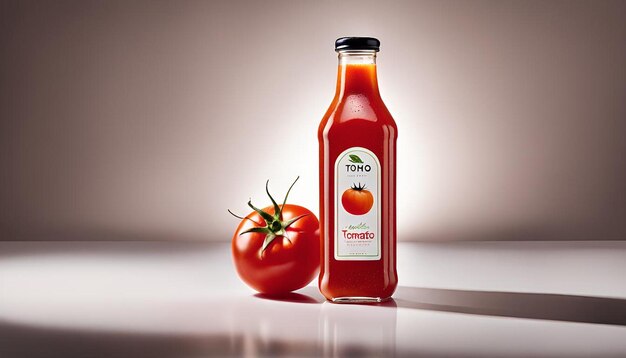 Tomato Juice In Bottle Premium Ai Generated Image