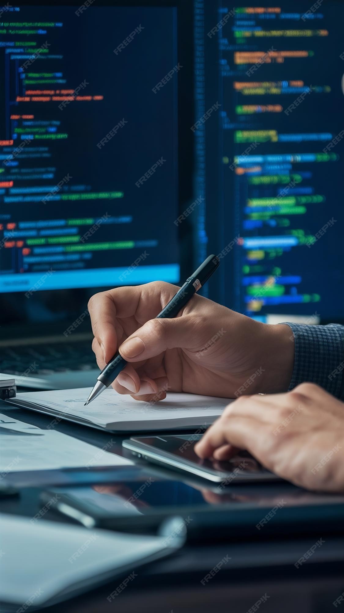 Tool of professional developer programmer working a software website design and coding ...