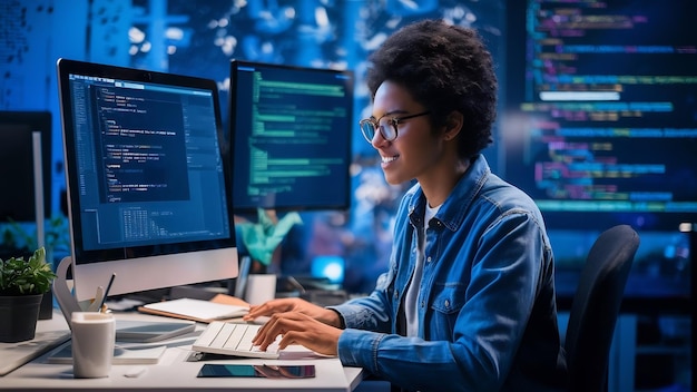 Premium Photo | Tool of professional developer programmer working a software website design and ...