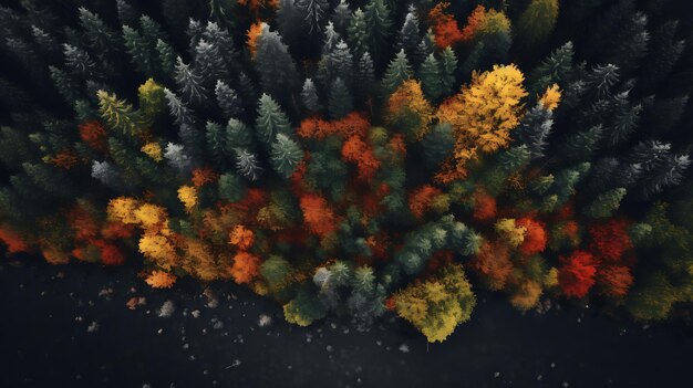 Premium AI Image | Top view autumn forest scenery Premium AI Image | Top view autumn forest scenery