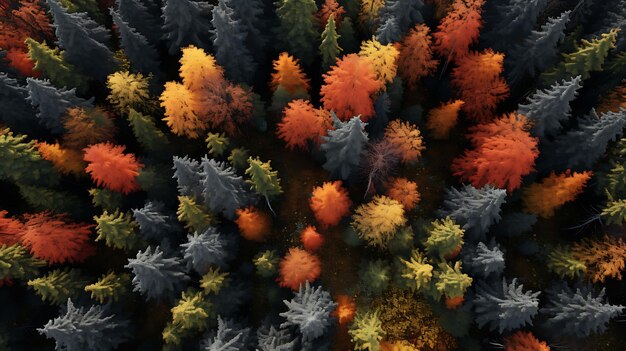 Premium AI Image | Top view autumn forest scenery Premium AI Image | Top view autumn forest scenery
