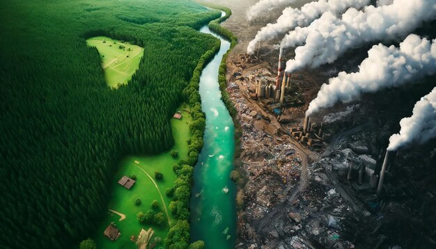 A top view showing a polluted natural landscape | Premium AI-generated ... A top view showing a polluted natural landscape | Premium AI-generated ...