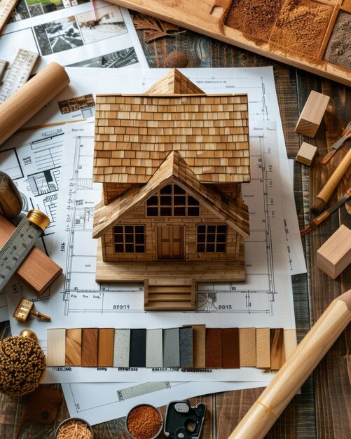 Premium Photo | Top view of a sketch and d model of a modern ... Premium Photo | Top view of a sketch and d model of a modern ...