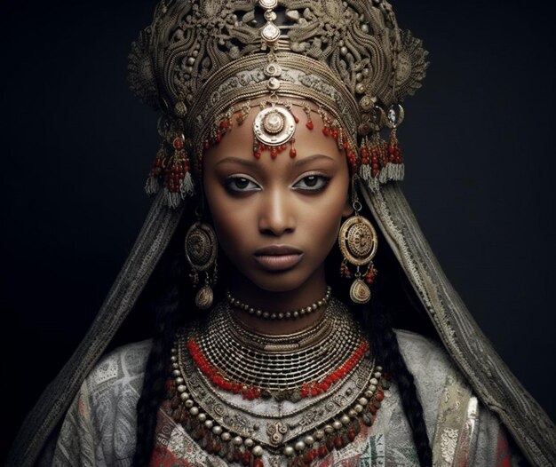Premium AI Image | Traditional attire and jewelry Premium AI Image | Traditional attire and jewelry