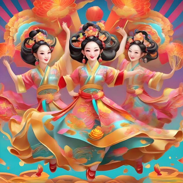 Premium Photo Traditional Chinese Dance Performance To Welcome The New Year With Joy Image Ai