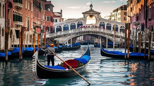 Premium Photo Traditional Gondola Near World Famous Canal Grande And