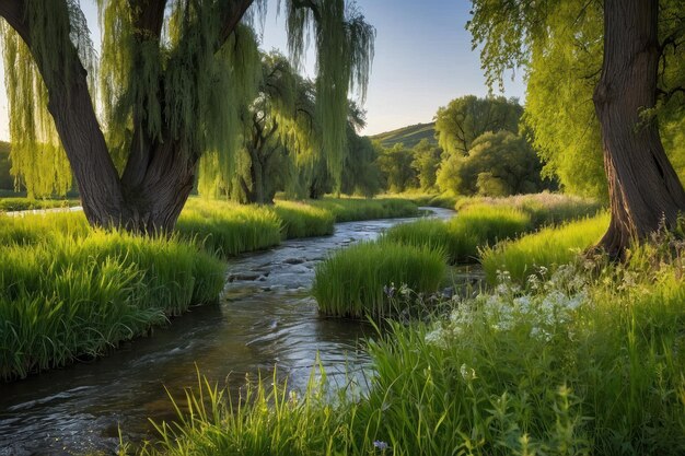 Premium Photo | Tranquil stream flowing through lush greenery Premium Photo | Tranquil stream flowing through lush greenery