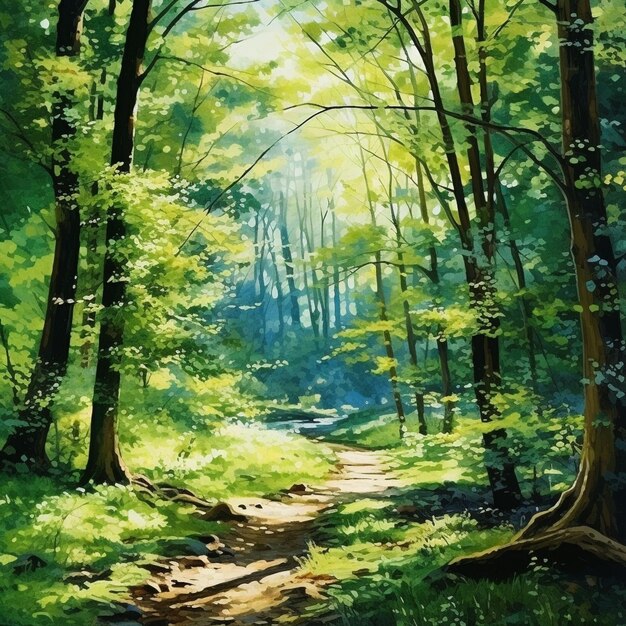 Premium AI Image | Tranquil Woodland Scene Premium AI Image | Tranquil Woodland Scene