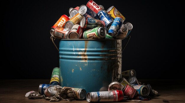 Premium Photo | Trash can filled with trash Premium Photo | Trash can filled with trash