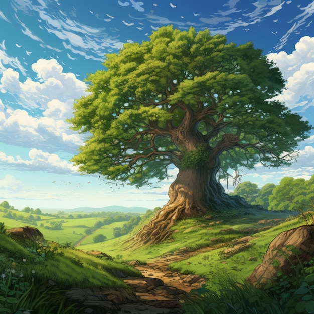 Premium Photo | A tree on a hill Premium Photo | A tree on a hill