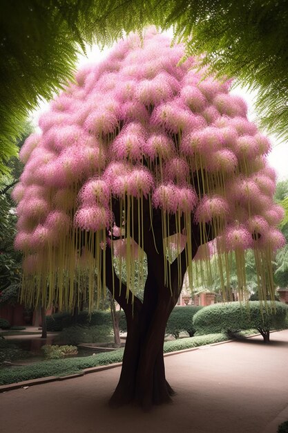 Premium Ai Image A Tree With A Pink Flower Shaped Like A Grass Tree