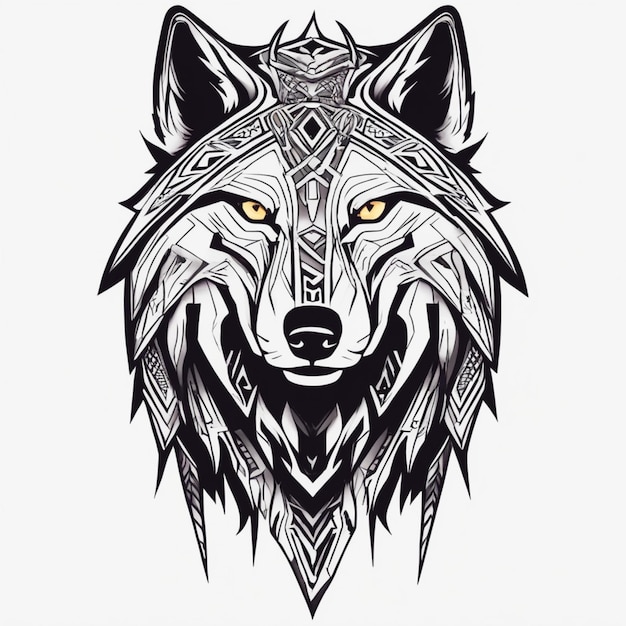 Premium AI Image | Tribal Wolf in Intricate Design Premium AI Image | Tribal Wolf in Intricate Design