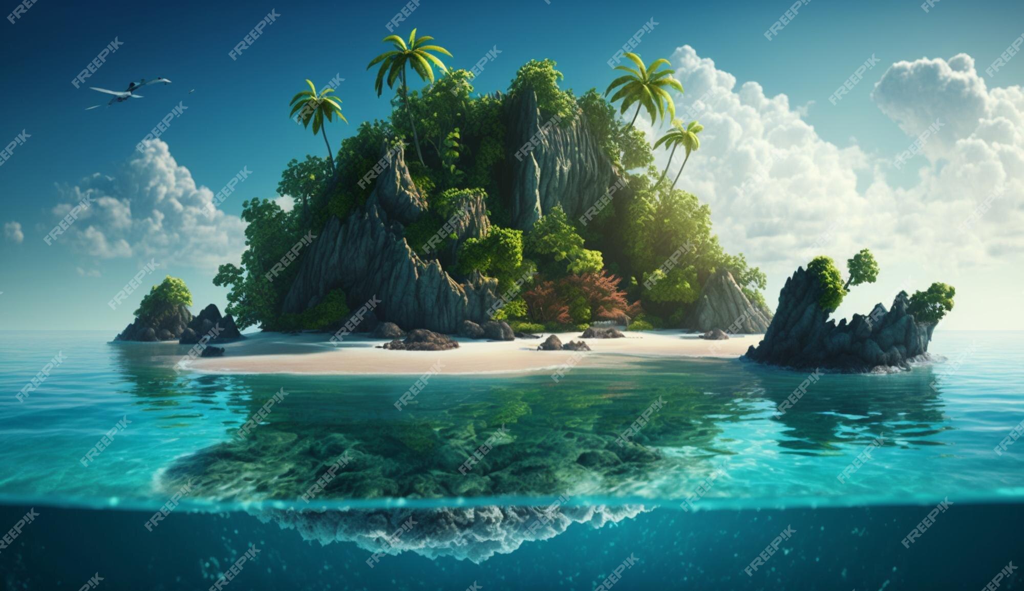Premium AI Image | Tropical island in the oceanGenerative AI Premium AI Image | Tropical island in the oceanGenerative AI