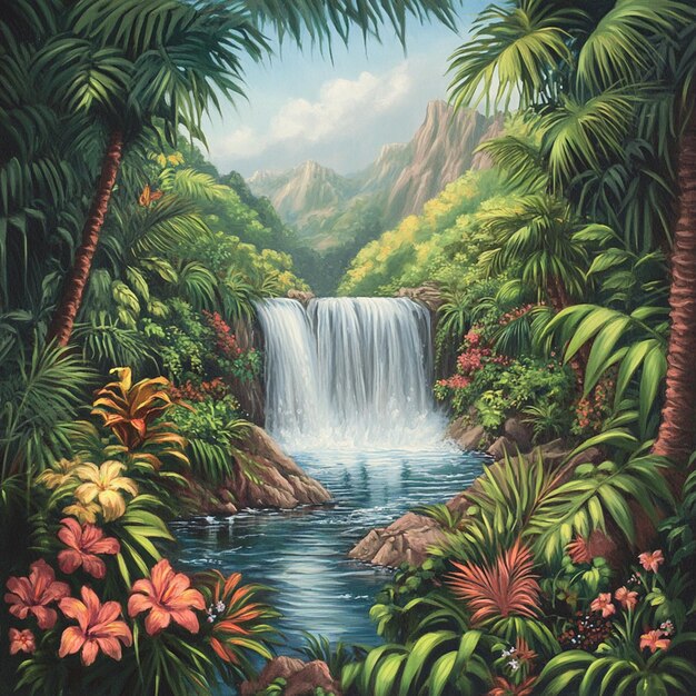 Tropical Waterfall Oasis | Premium AI-generated image Tropical Waterfall Oasis | Premium AI-generated image