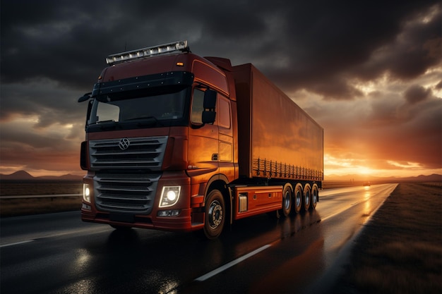Premium AI Image | Truck on a fast express road motion blur Premium AI Image | Truck on a fast express road motion blur