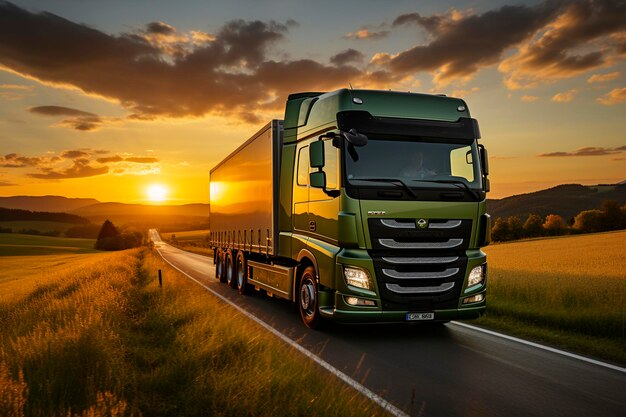 Premium AI Image | Truck on the roadgenerative ai Premium AI Image | Truck on the roadgenerative ai