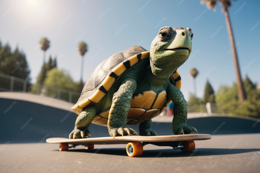 Premium AI Image | A Turtle Hip Hop Dancer on Skateboard Premium AI Image | A Turtle Hip Hop Dancer on Skateboard