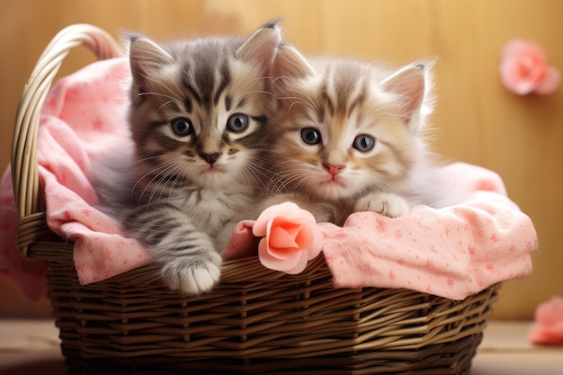 Premium AI Image | Two adorable kittens peacefully sitting side by side ... Premium AI Image | Two adorable kittens peacefully sitting side by side ...